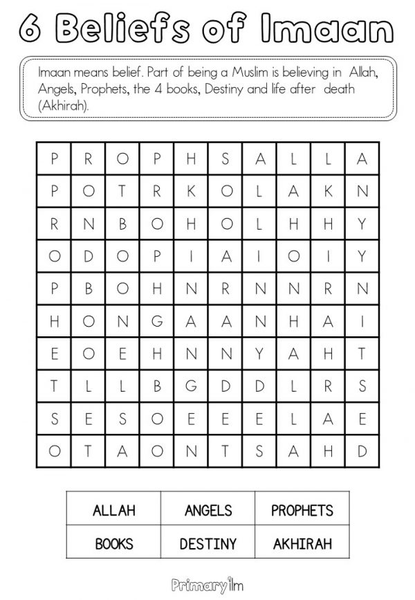 Islamic wordsearch for kids [Free printables] - Primary Ilm