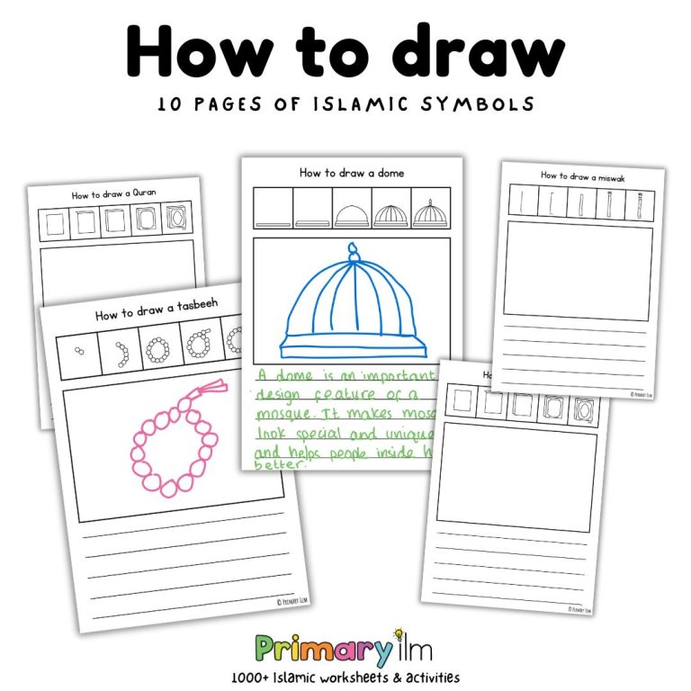 How to Draw a Mosque Booklet for kids - Primary Ilm